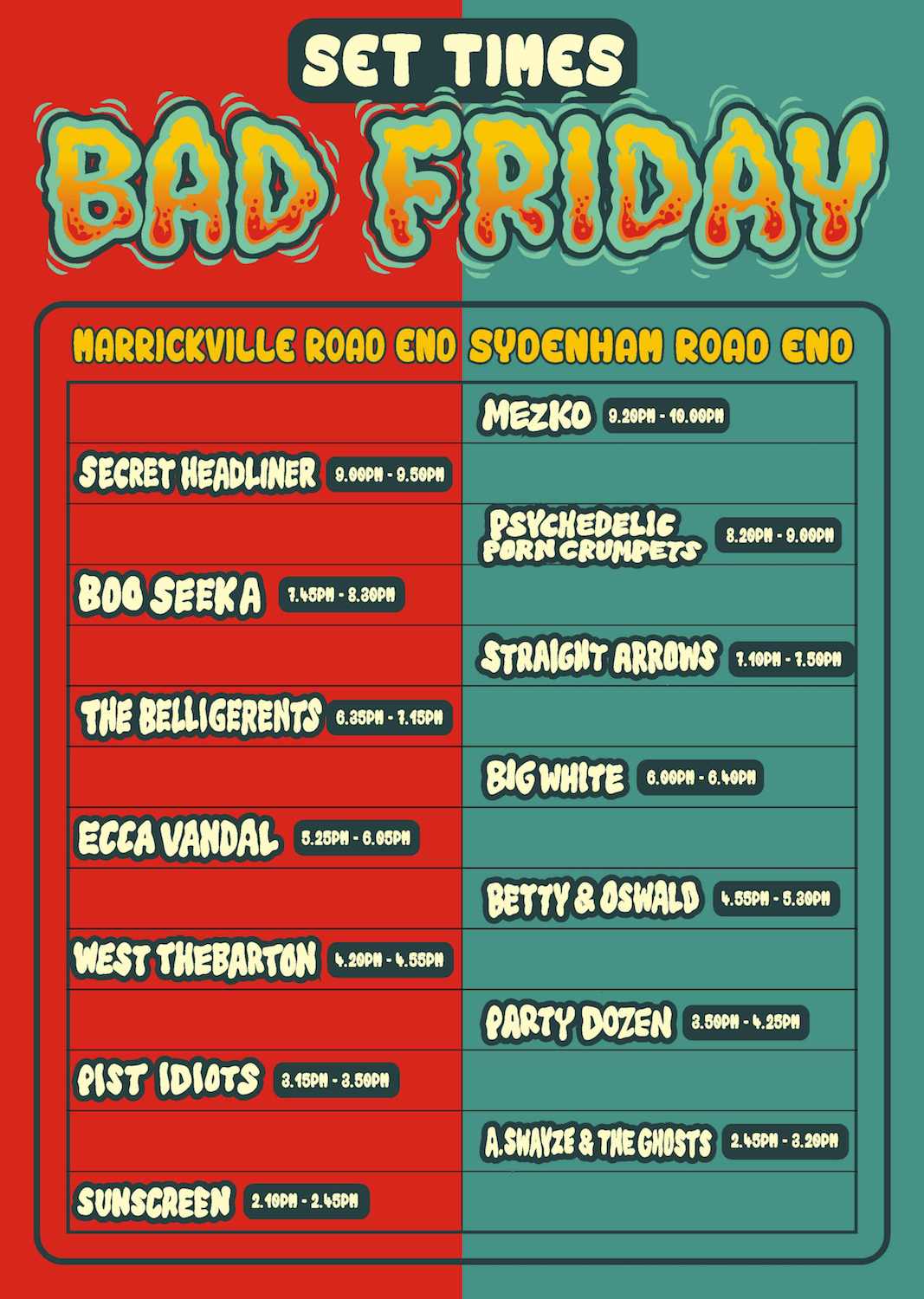 BAD FRIDAY // Set Times Revealed And Final Round Of Tickets Available ...